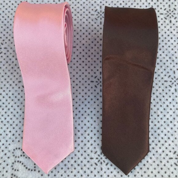 Accessories | Lot Of 2 Ties Dark Brown And Pink Silk Tie Men Fashion ...